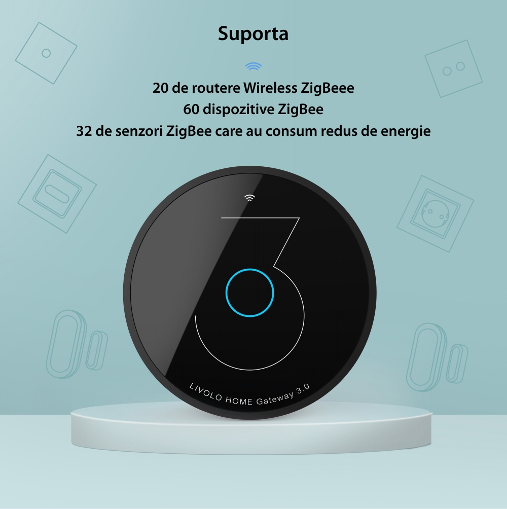 Dedeman - Hub inteligent Livolo ZigBee 3.0 VL-XG002, Wi-Fi, compatibil cu Google Home, Amazon ...