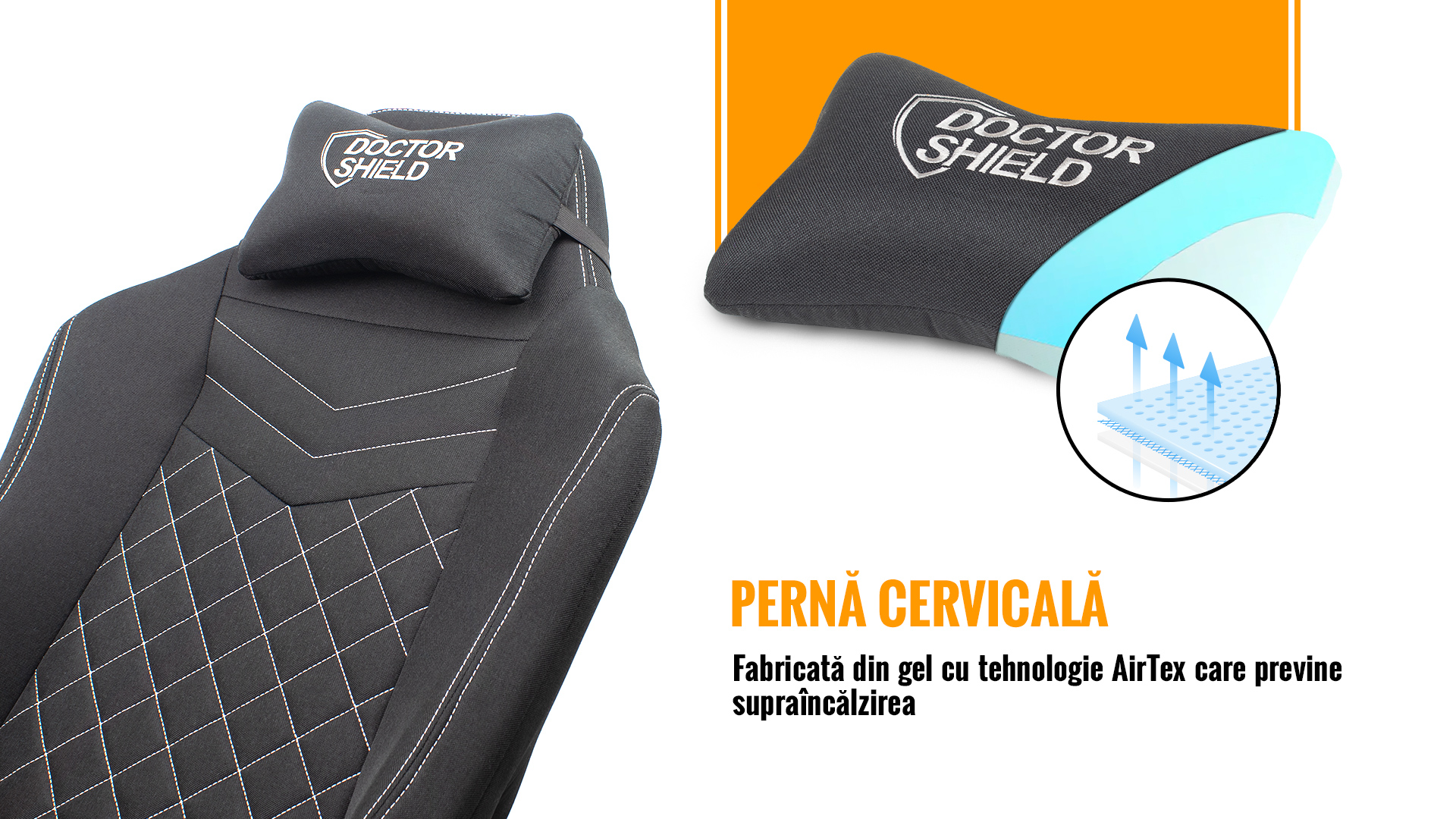 Dedeman - Scaun gaming Doctor Shield Capsule, rotativ, textil, negru ...